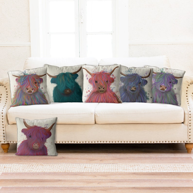 Highland Cow in Turquoise Modern Farmhouse decor cow farm | Etsy