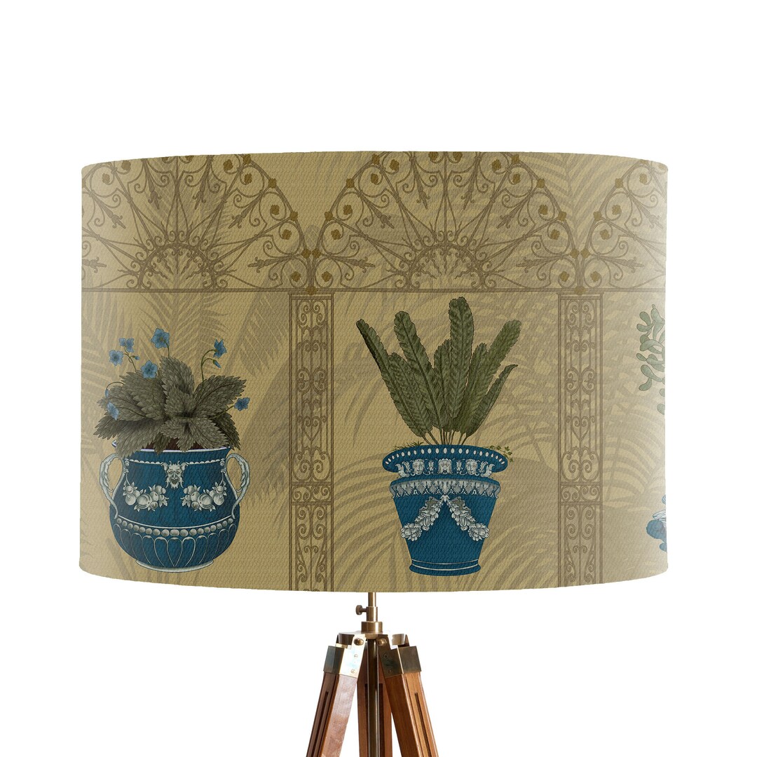 Classical Botanical on Gold, Botanical Lamp Shade With Tropical House ...