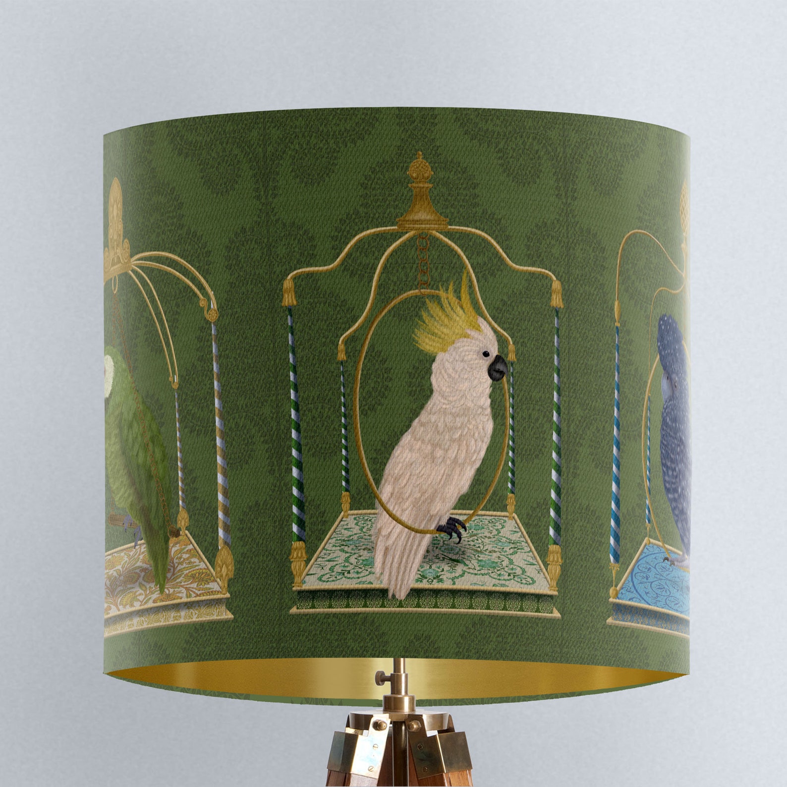 Parrot Swing Lamp Shade on Verdant Green Large Lamp Shade - Etsy