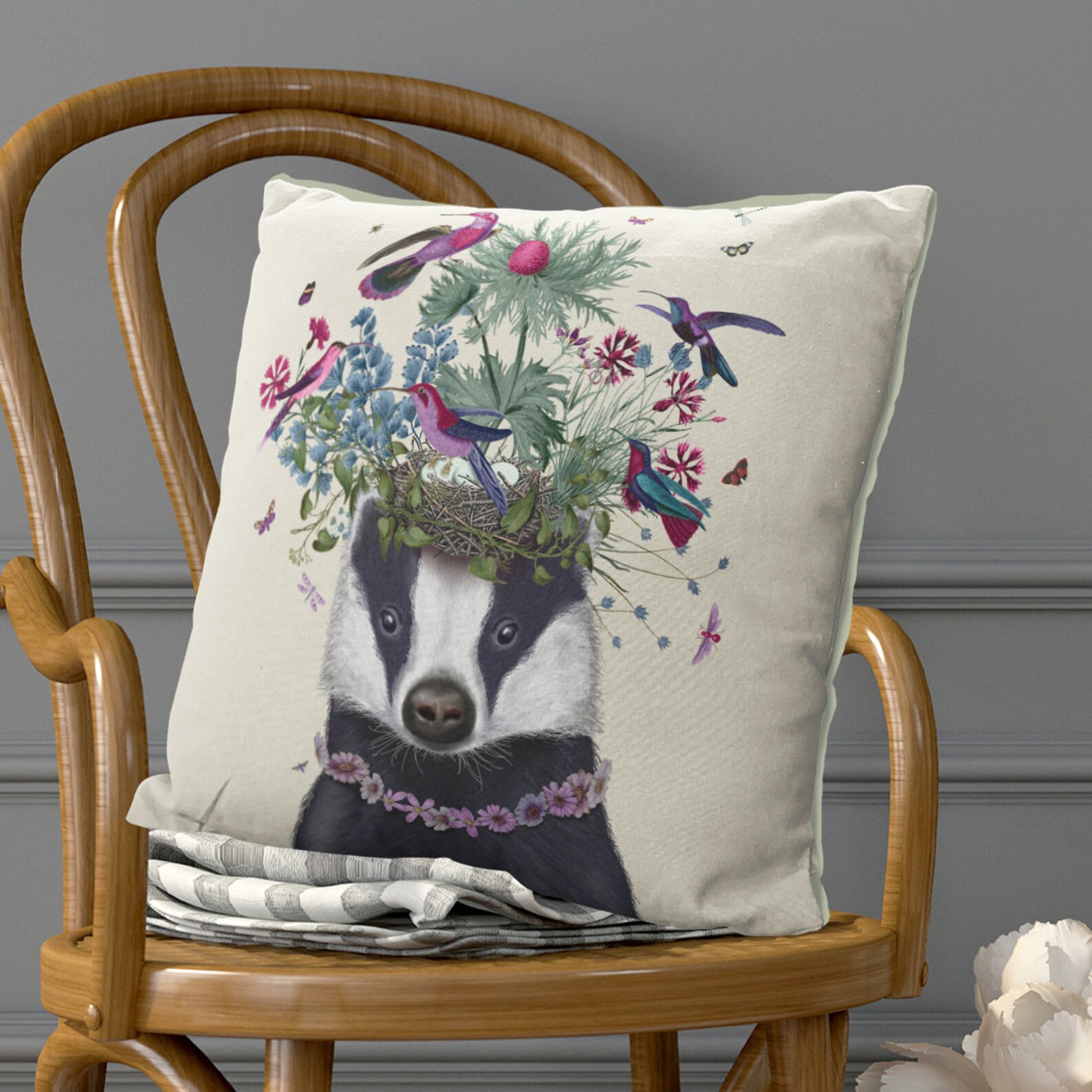 Badger Pillow Animal Art Woodland Decor Farmhouse Decor - Etsy