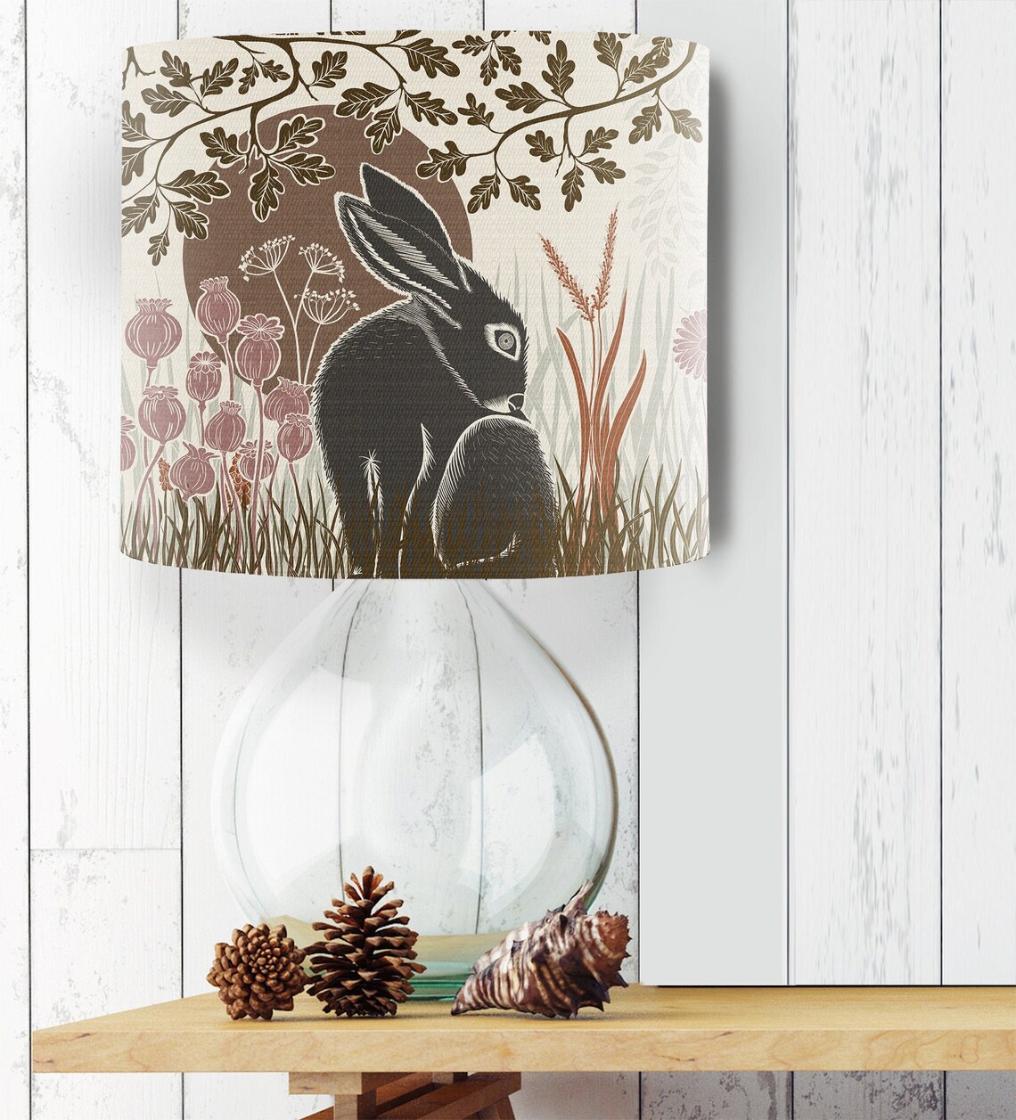 Country lamp shade Woodland lamp shade Hare lampshade cottage | Etsy