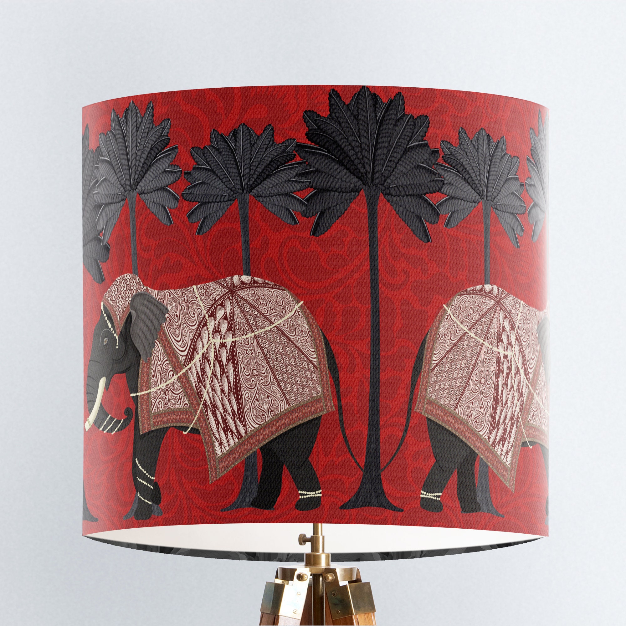 Elephant Lampshade in Red and Black Indian Elephant Lamp - Etsy