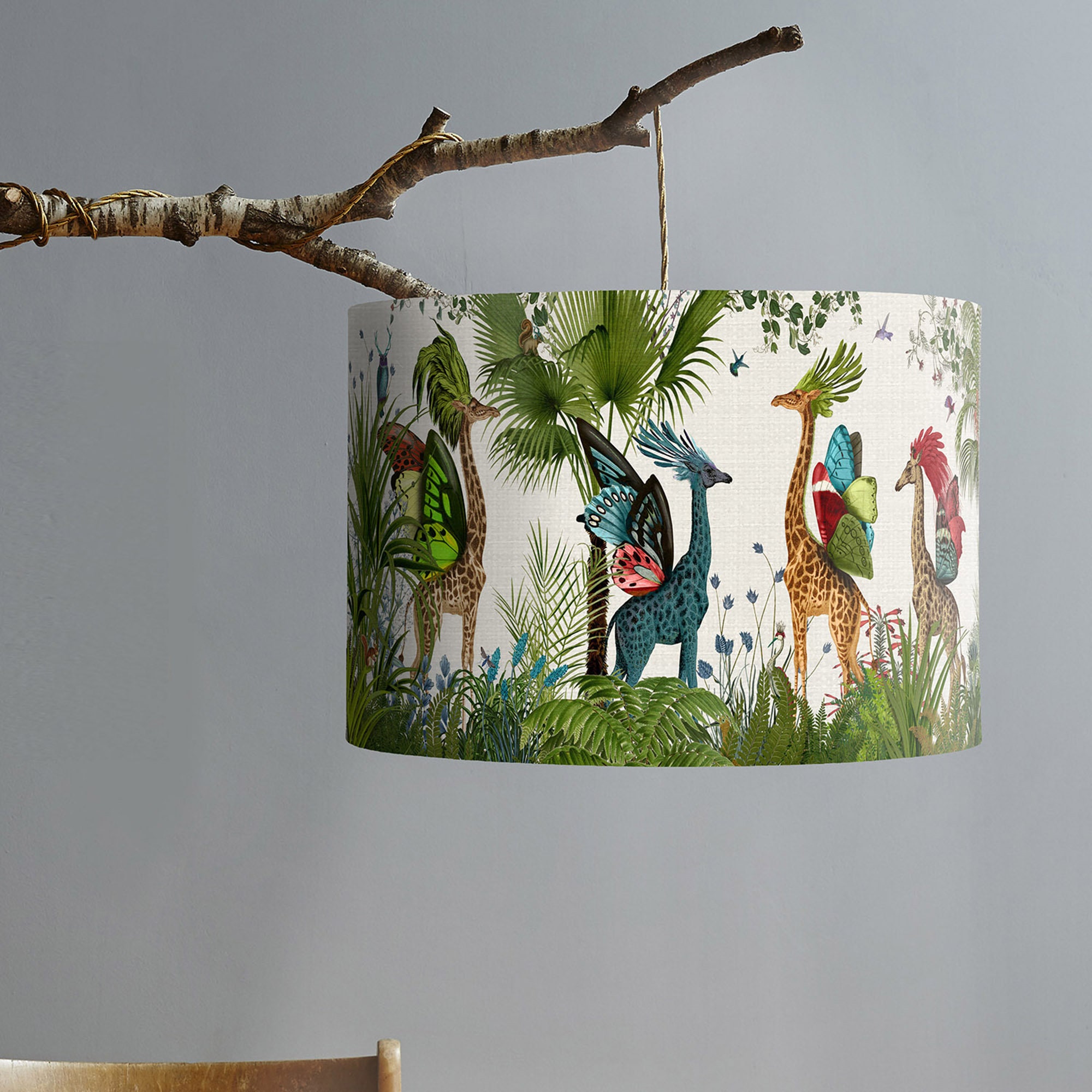 Lamp Shade Tropical Giraffes Bright Drum Lampshade Giraffe Decor Jungle ...