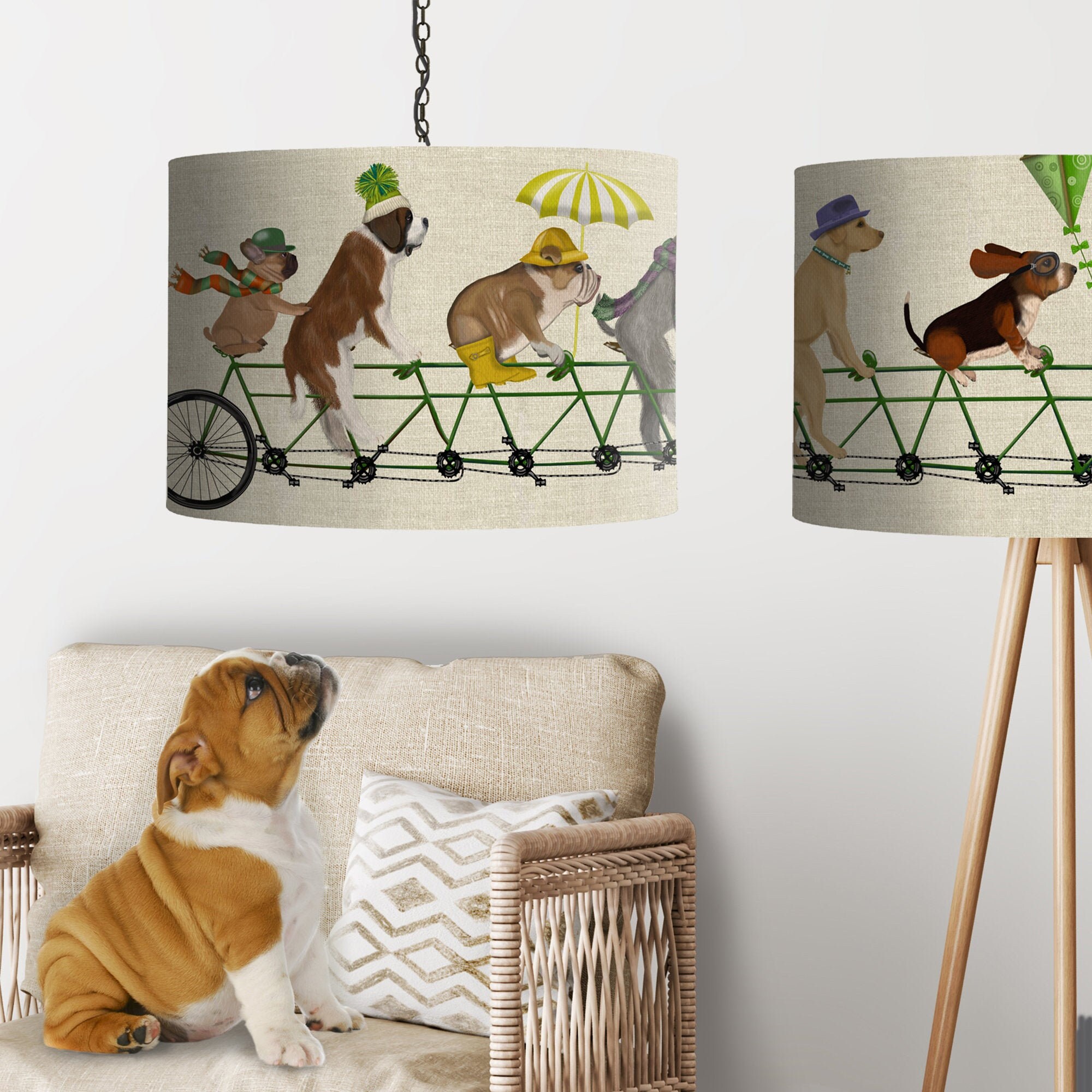 Lamp Shade Dog Tandem Drum Lampshade Dog Lover Gift Dog Nursery ...