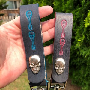 Leather Skull Keychain - Etsy