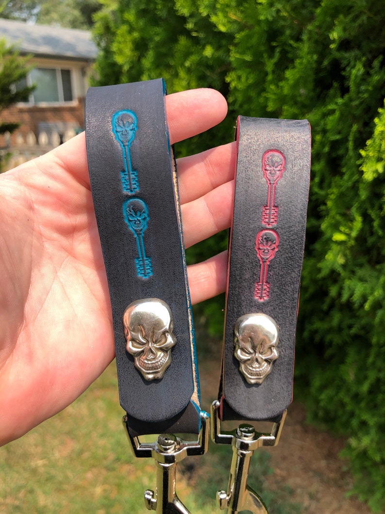 Leather Skull Keychain - Etsy