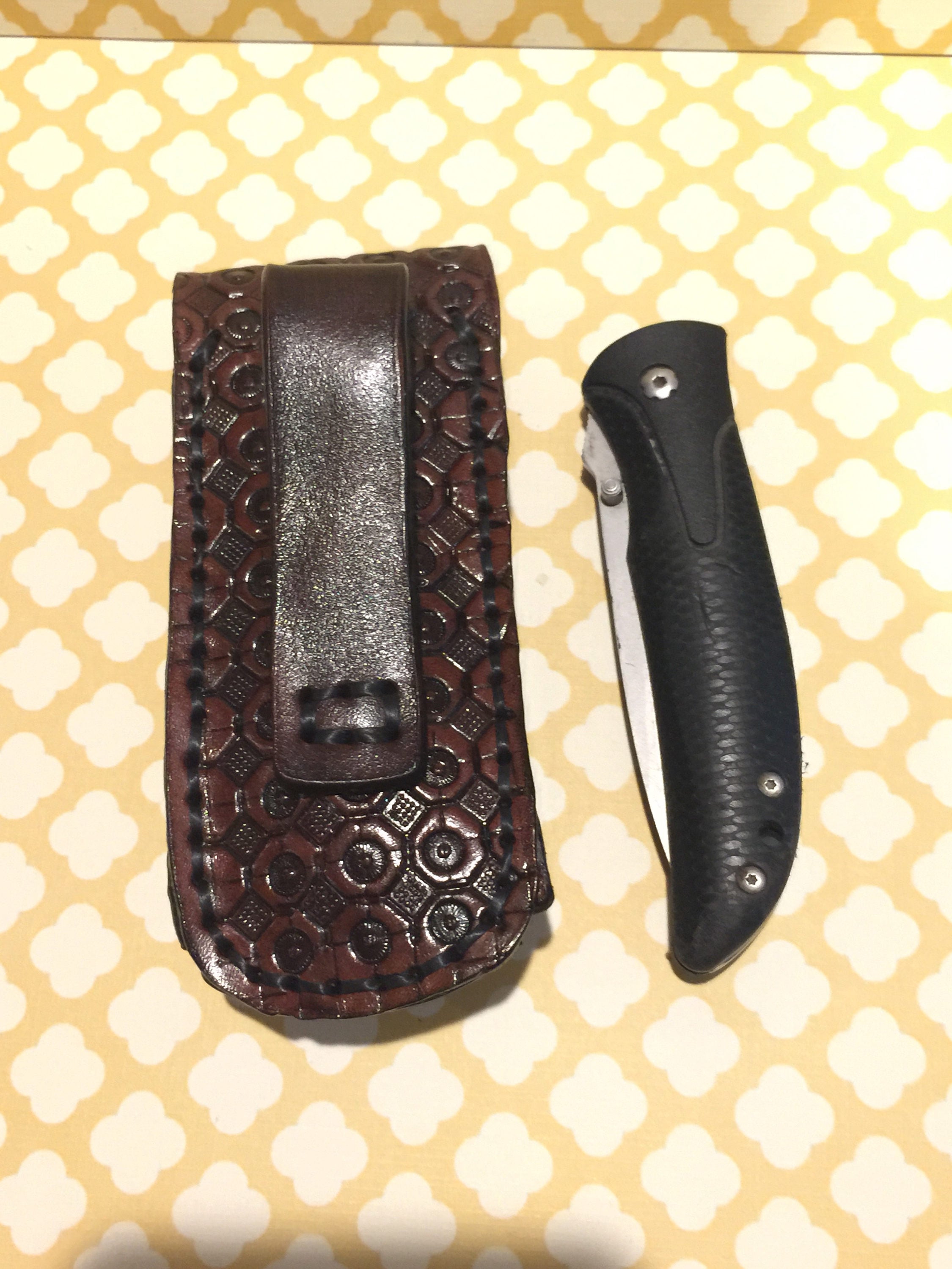 Handmade and Tooled Pocket Knife Pouch - Etsy