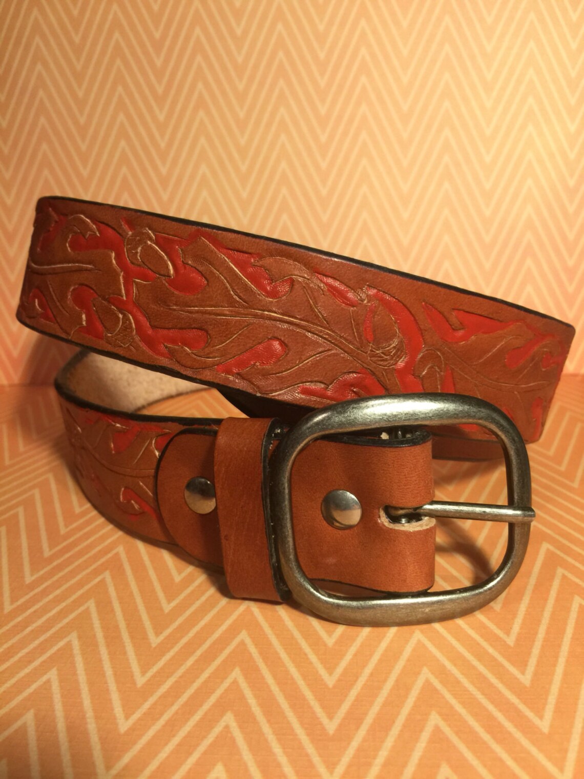Handmade Leather Oak Leaf and Acorn Belt - Etsy