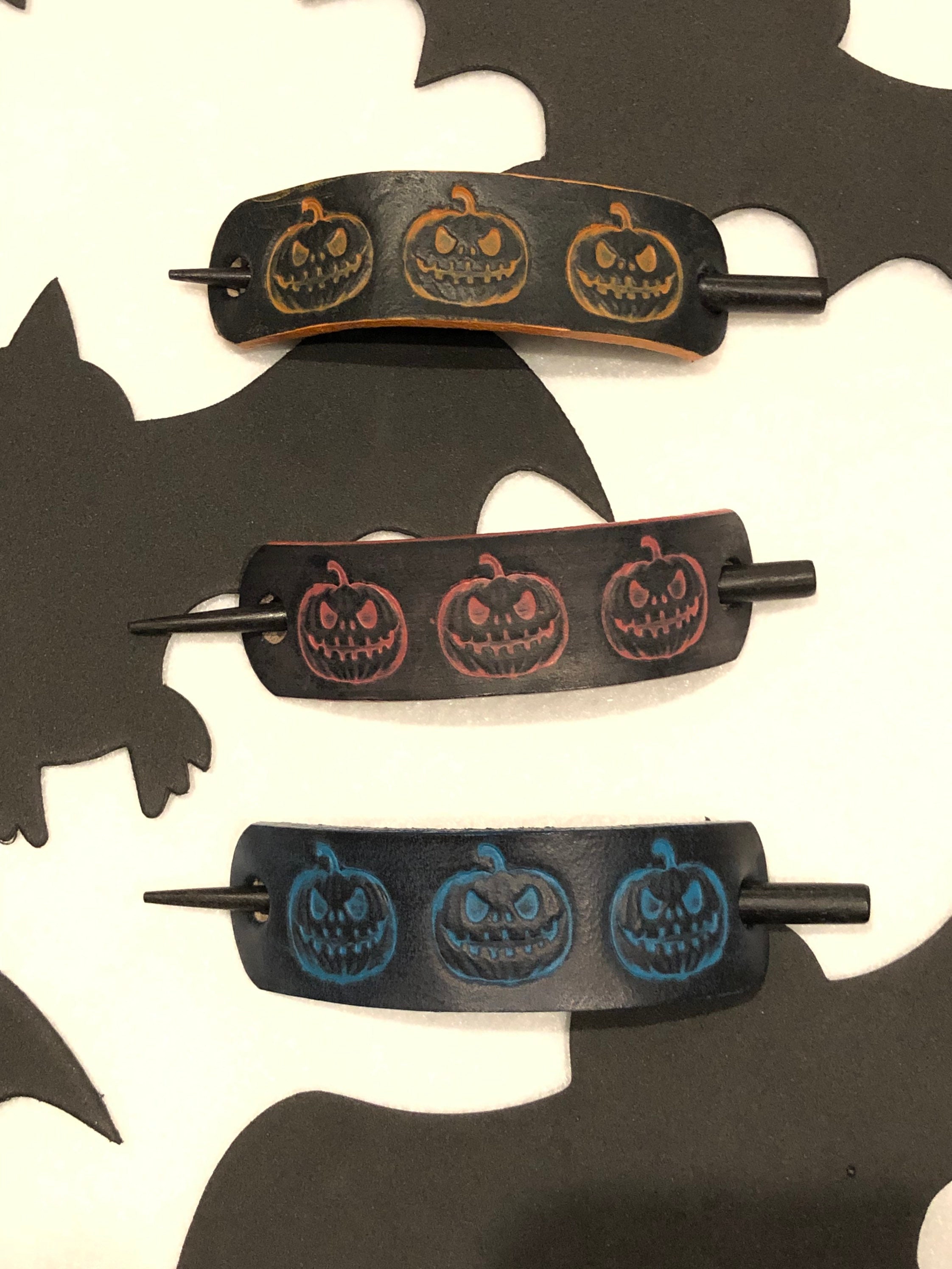 Leather Pumpkin Hair Clips and Sticks - Etsy