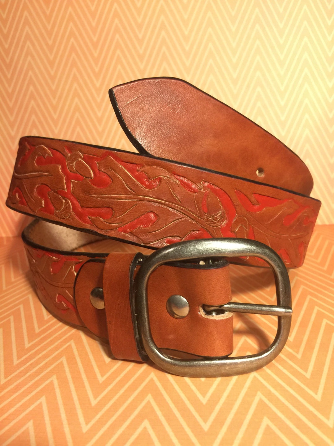 Handmade Leather Oak Leaf and Acorn Belt - Etsy