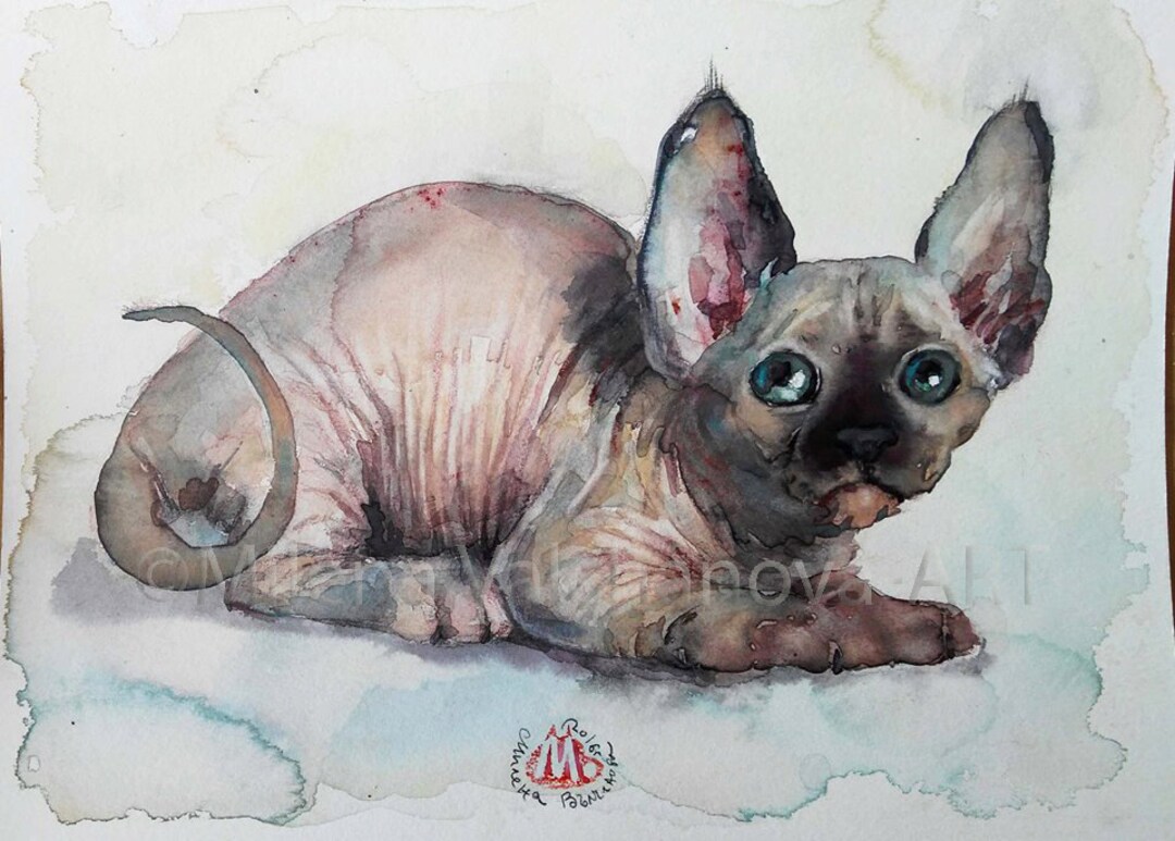 Egyptian SPHINX Cat-cat Art Print - Watercolor Cat Painting, Cat Print ...