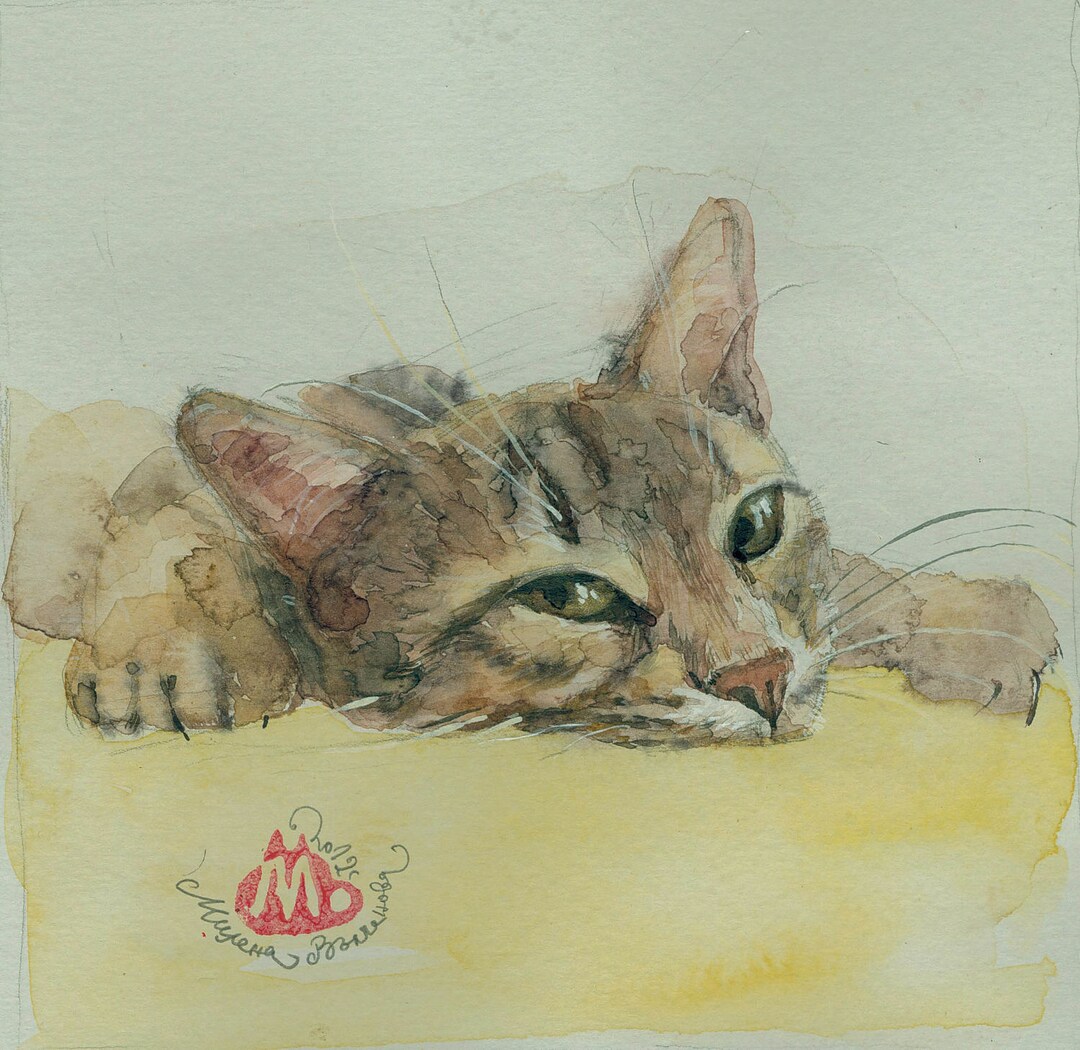 Cat Painting Cat Art PRINT of Watercolour Painting Cat PRINT Art Cat ...