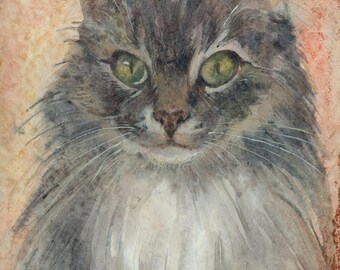 Turkish Angora Cat Painting Cat Art PRINT of Watercolour | Etsy