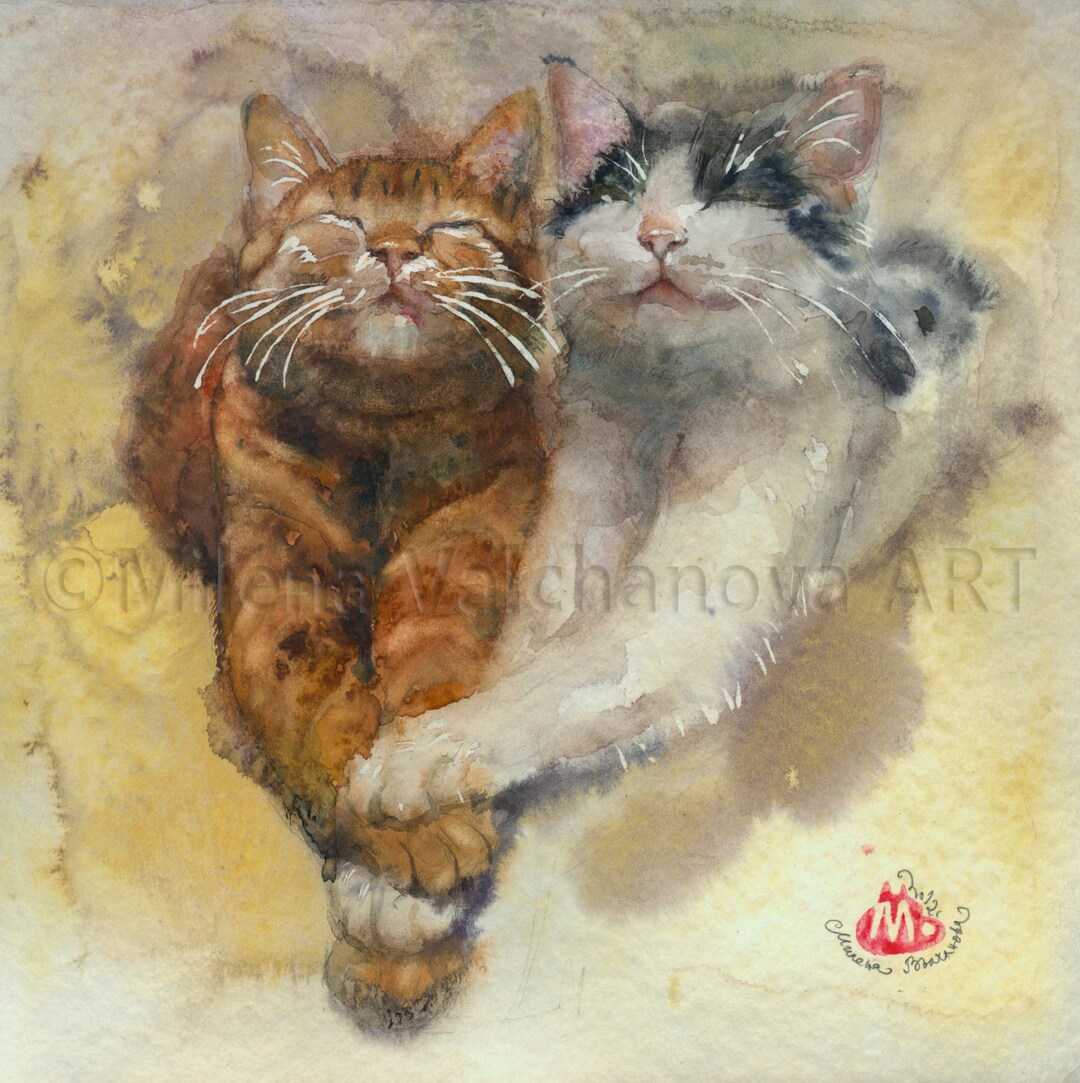 Wedding- Signed Limited Edition Giclee Print Cat Art Print , Married ...