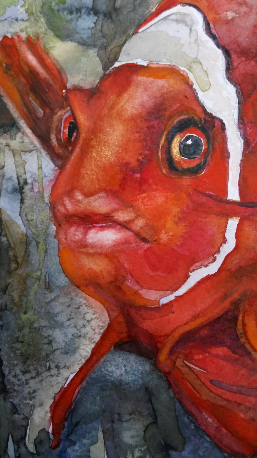 RED Ocean Fish LIMITED EDITION Signed Fine Art Print by Artist Milena ...