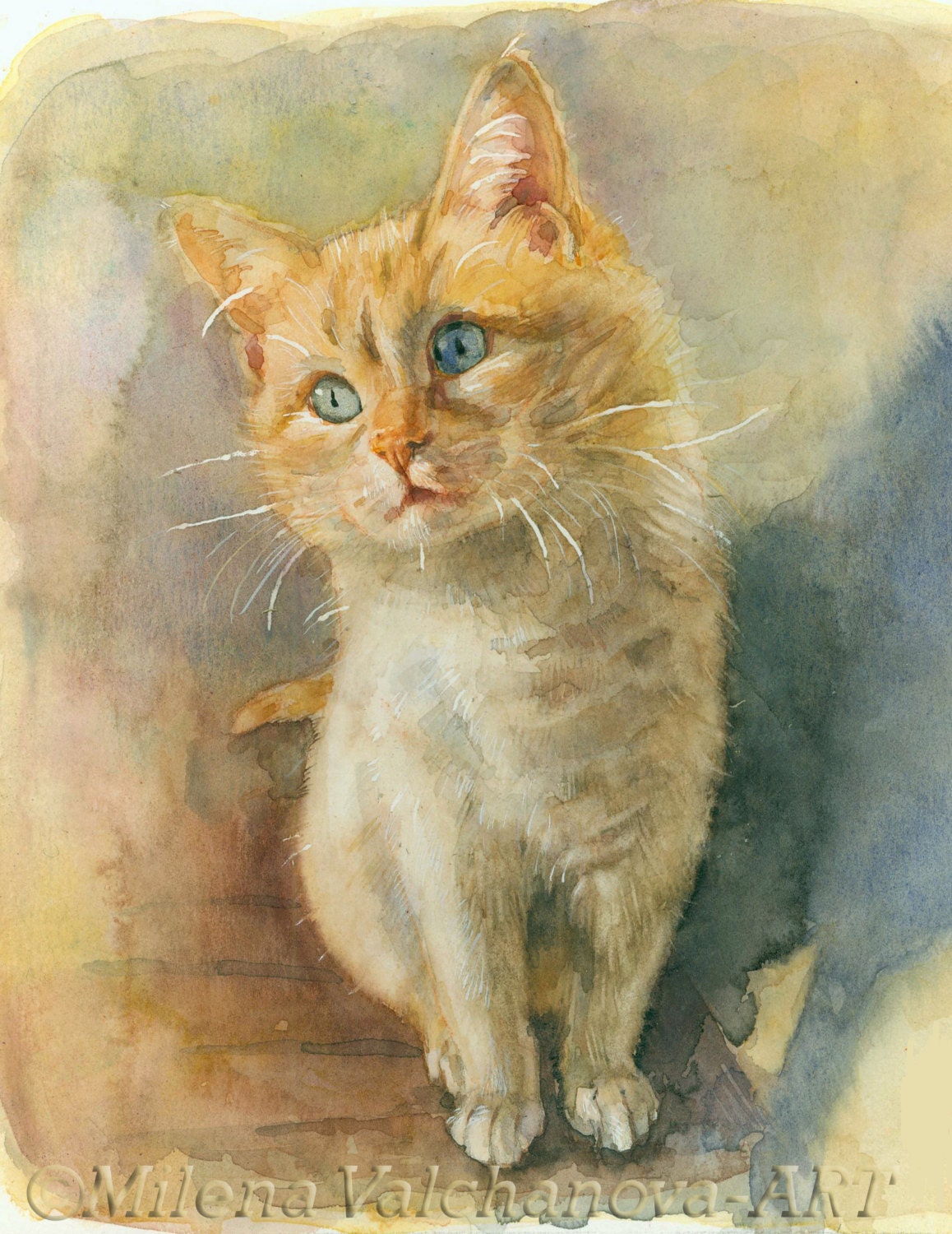Cat PRINT of My Original Watercolor Art, Cat Art Print - Cat Wall Art ...