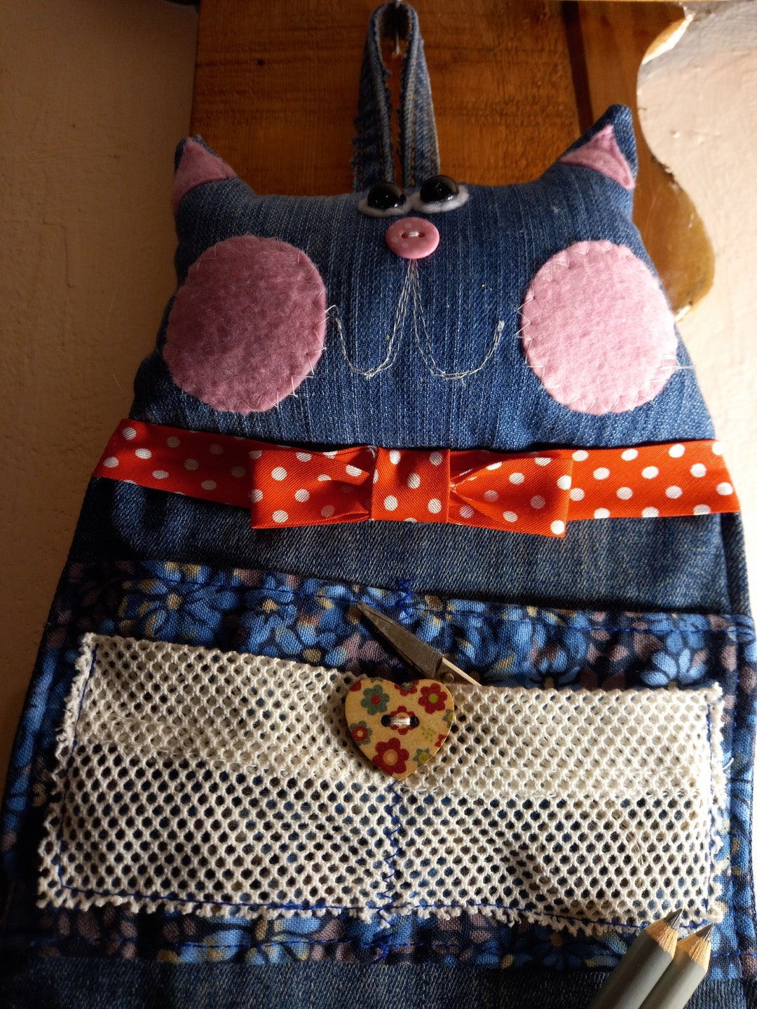 Cute Kitten Pickpocket Doll Wall Pockets, Wall Storage, Wall Hanging ...