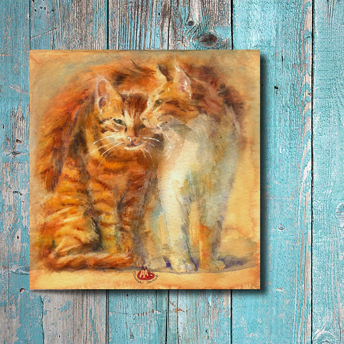 Wedding-loving Cats-cat Art Print ,married Couple, Family Watercolor-a ...