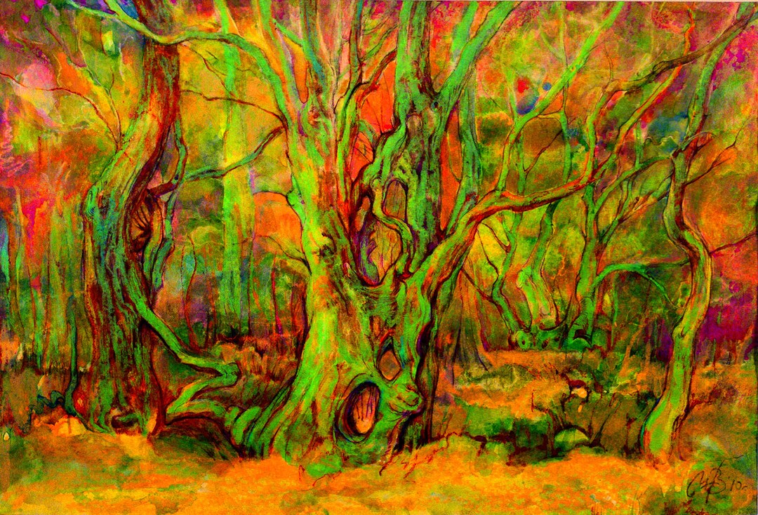 Abstract Landscape, Magic Trees, Romantic Landscape Signed Limited ...