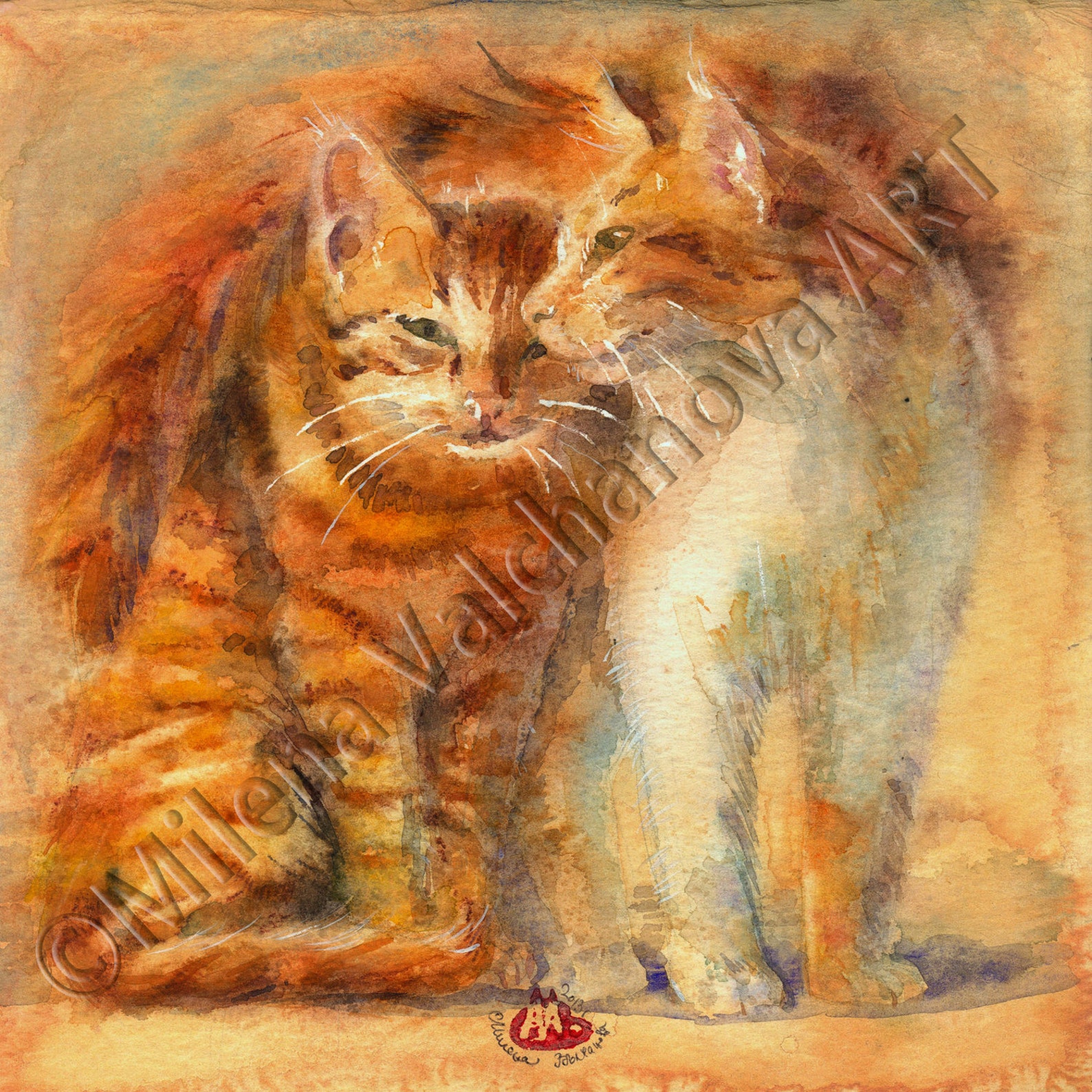 Wedding-loving Cats-cat Art Print ,married Couple, Family Watercolor-a ...