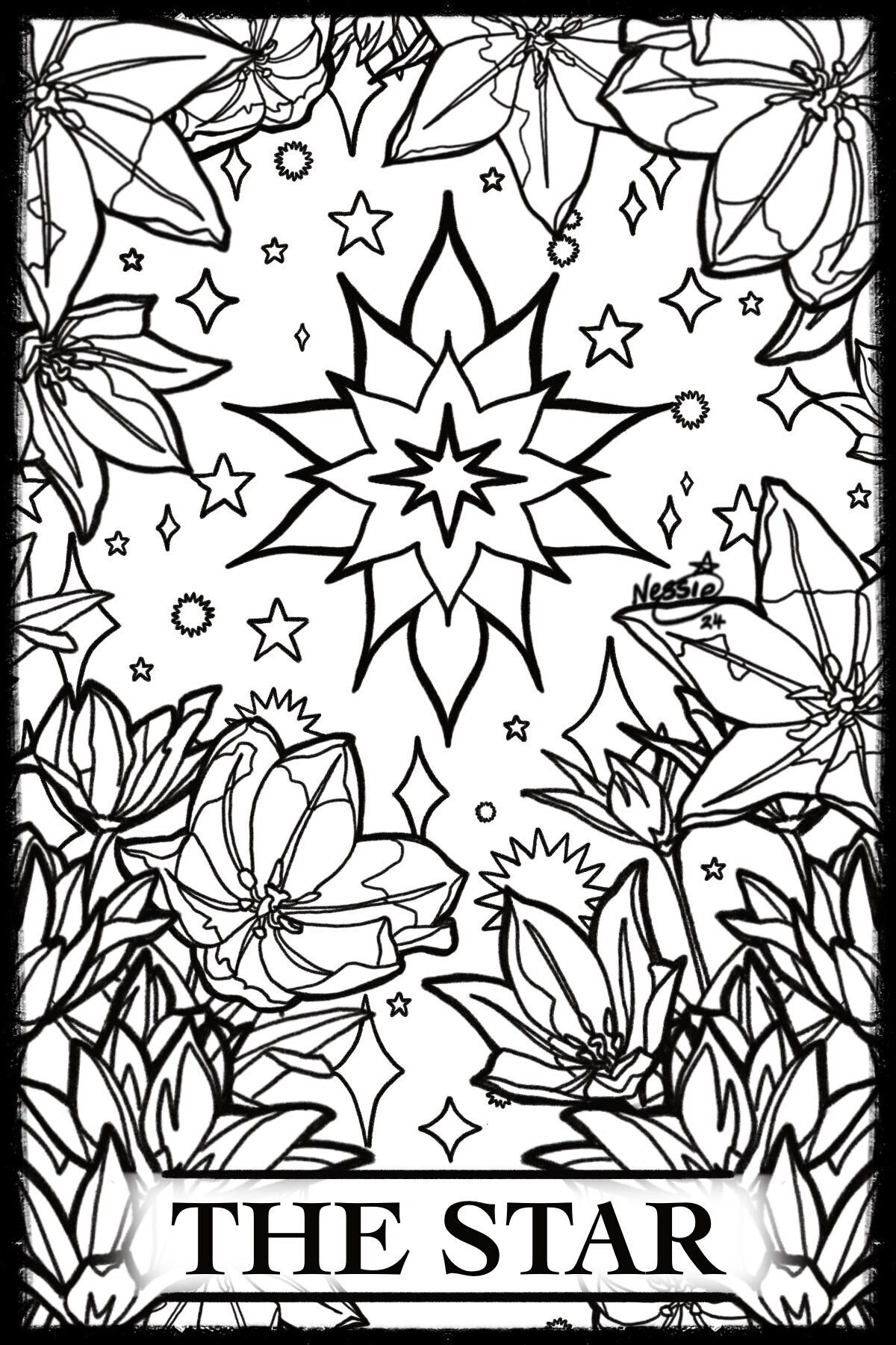 The Star Tarot Card Colouring Page, Digital Download to Print, Nature ...