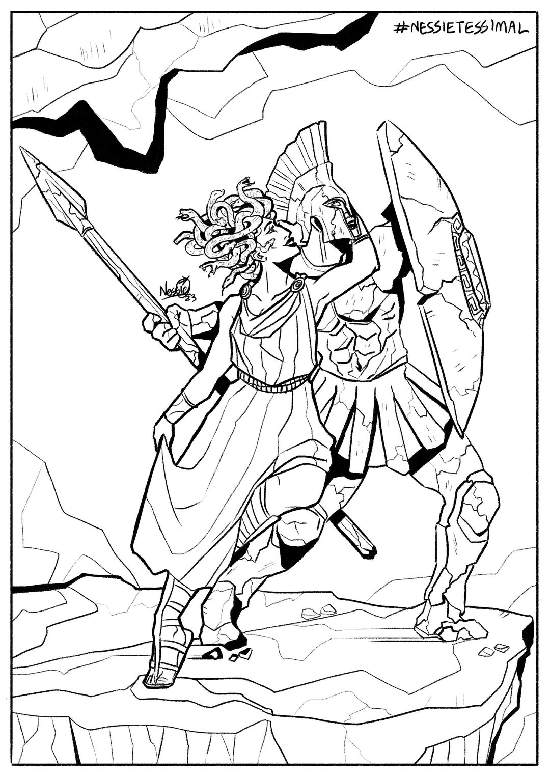 Gorgon Colouring Page Download, Halloween, Mythology and Folklore Arts ...