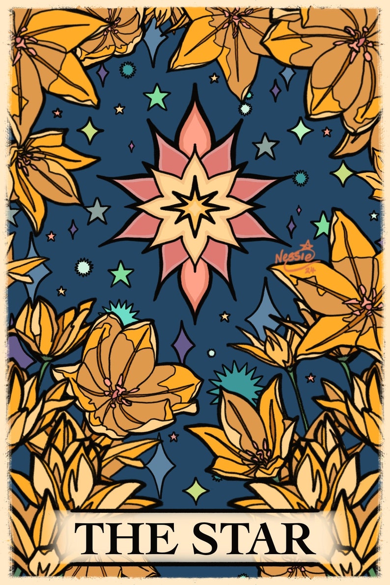 The Star Tarot Card Colouring Page, Digital Download to Print, Nature ...
