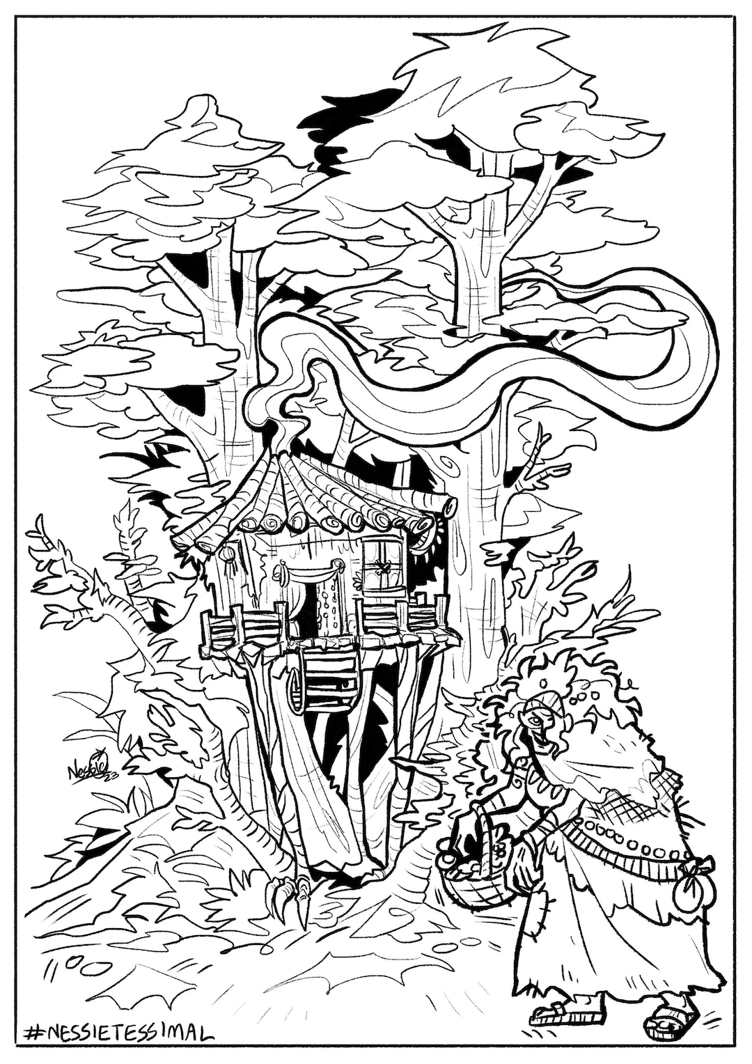 Baba Yaga Colouring Page Download, Halloween, Mythology and Folklore ...