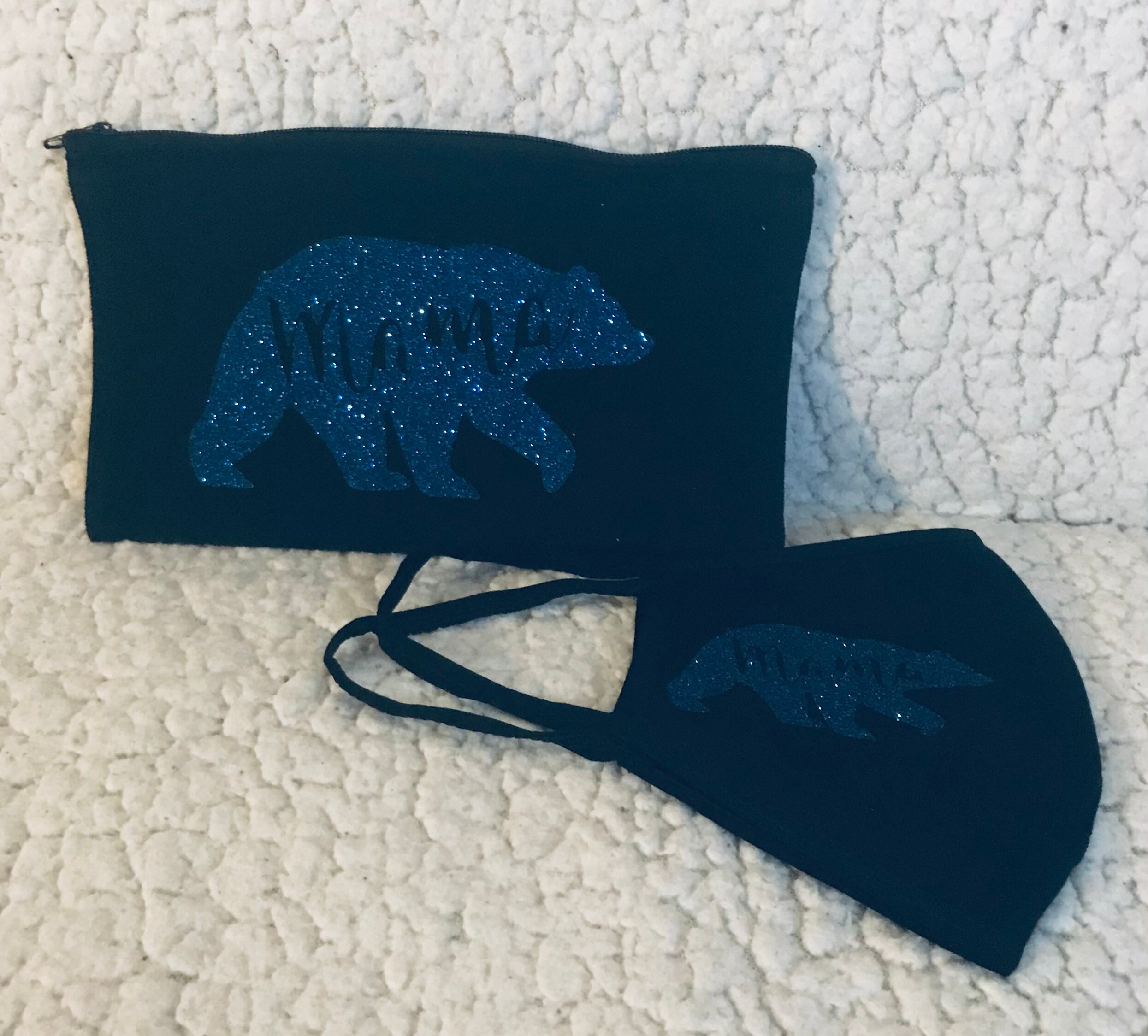 Mama Bear Baggy and Mask, Mother’s Day, Mama Bear, Facemask, Glitter ...