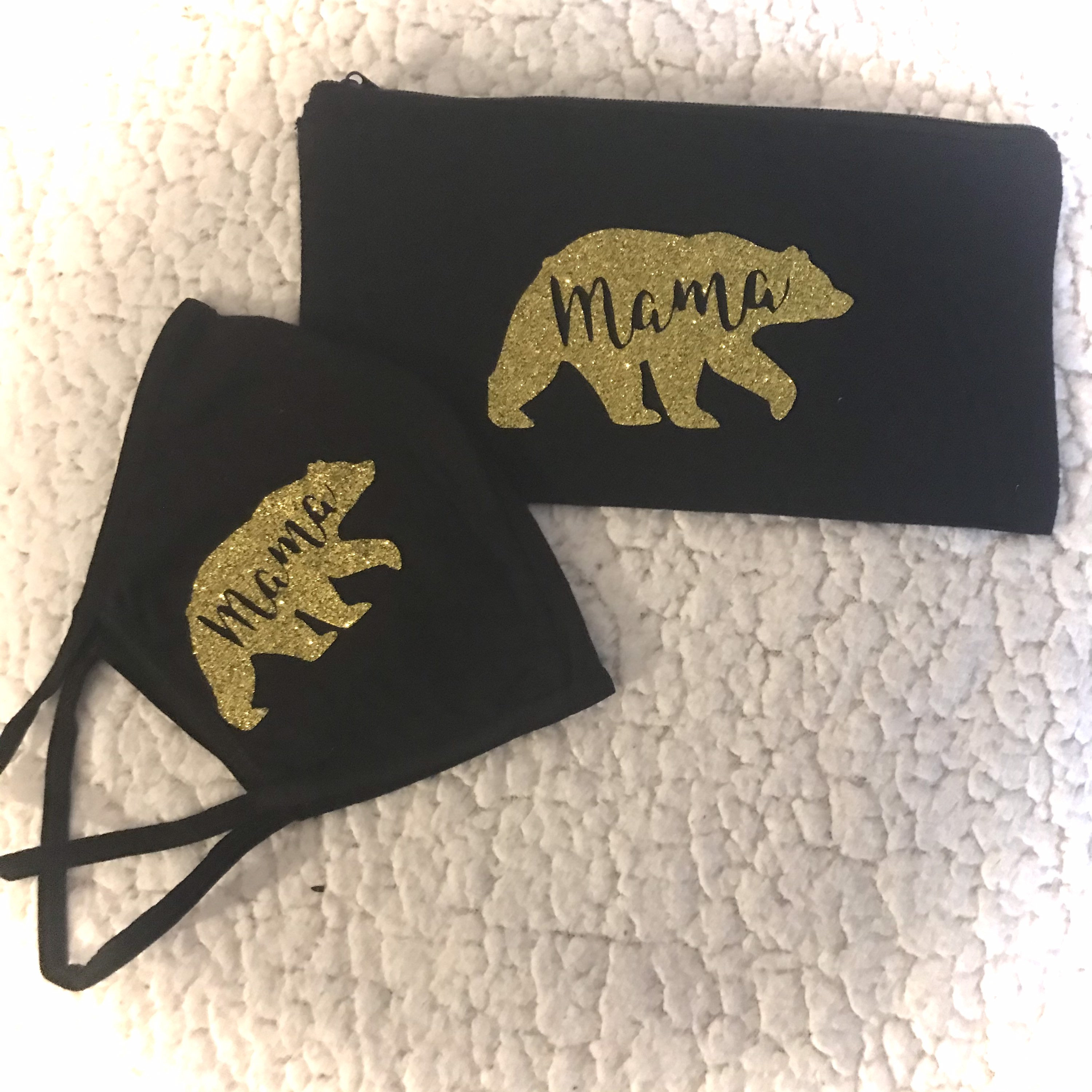 Mama Bear Baggy and Mask, Mother’s Day, Mama Bear, Facemask, Glitter ...