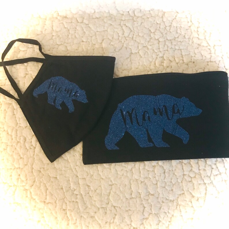Mama Bear Baggy and Mask, Mother’s Day, Mama Bear, Facemask, Glitter ...