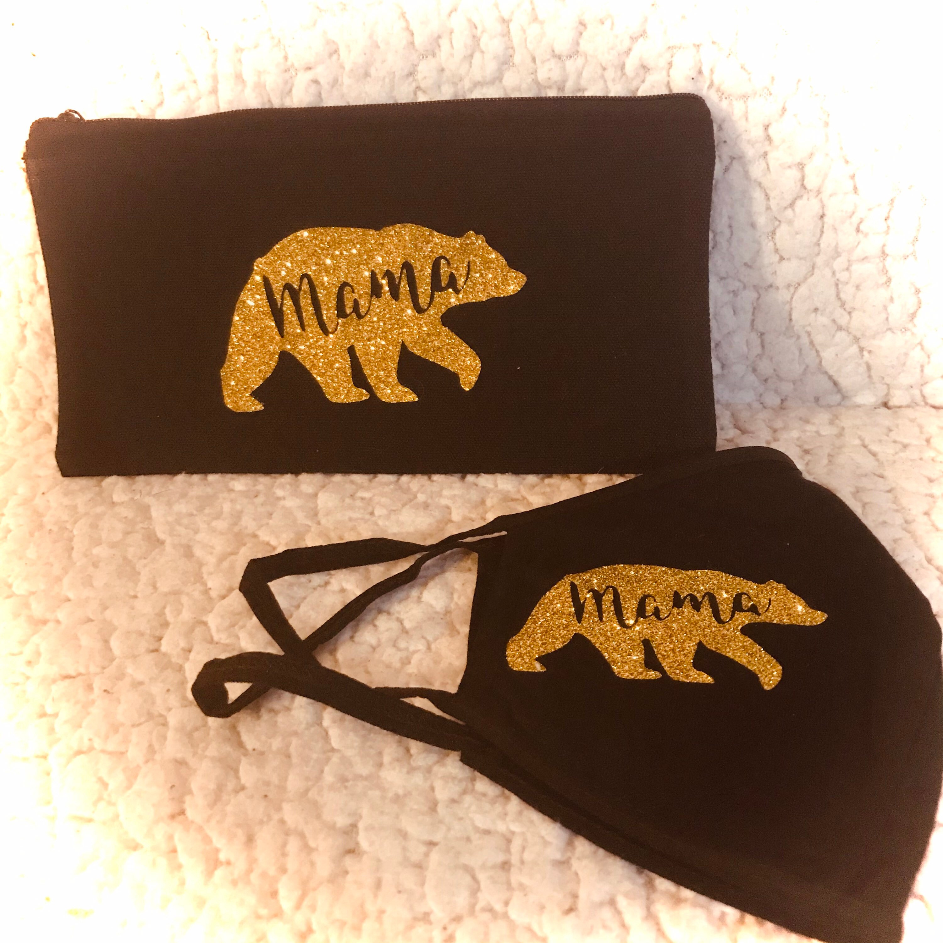 Mama Bear Baggy and Mask, Mother’s Day, Mama Bear, Facemask, Glitter ...