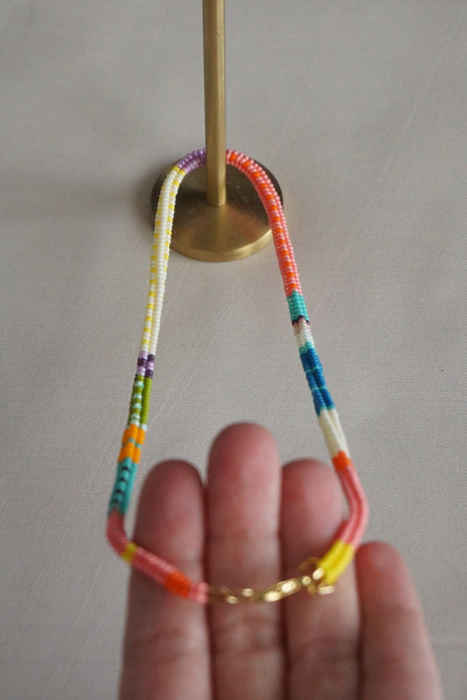 Colorful Beaded Handmade Necklace Minimal Glamour Jewelry - Etsy