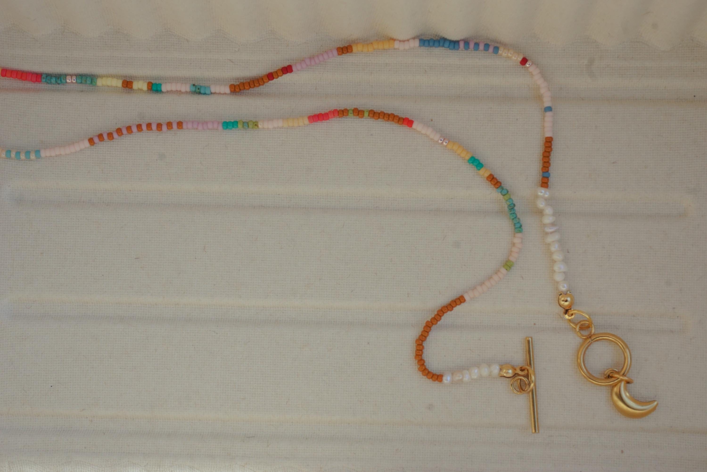 Colorful Seed Bead Necklace – Personalized Charm Options - Customizable ...