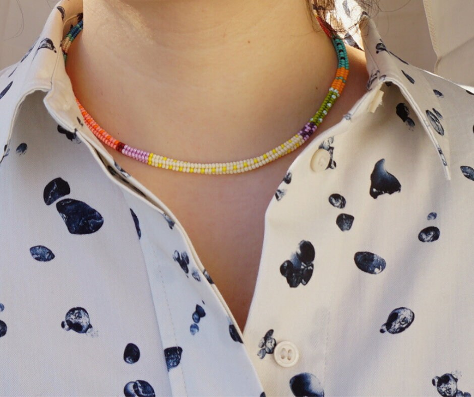 Colorful Beaded Handmade Necklace Minimal Glamour Jewelry - Etsy