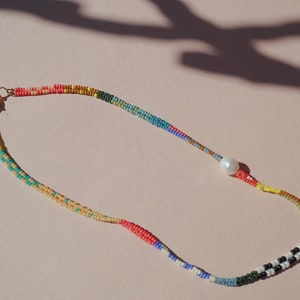 Boho Chic Handmade Beaded Necklace - Multicolor Accents Seed Bead ...