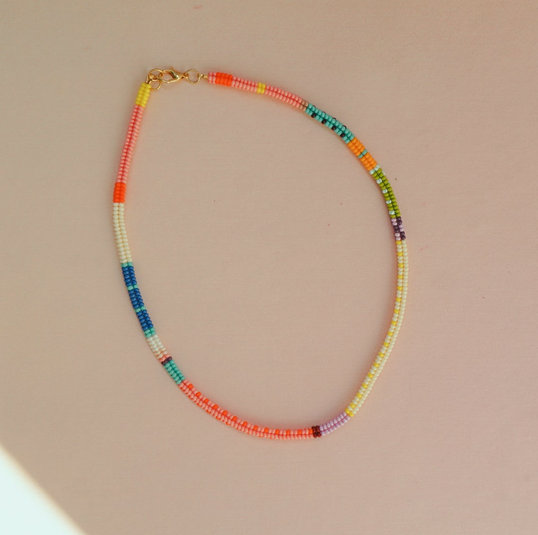 Summer Colorful Beaded Handmade Necklace - Minimal Glamour Jewelry ...