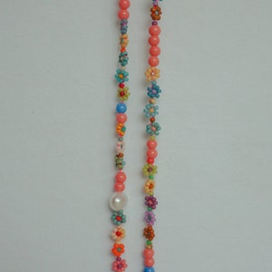 Colorful Beaded Daisy Necklace With Real Pearl, High Quality Seed Bead ...