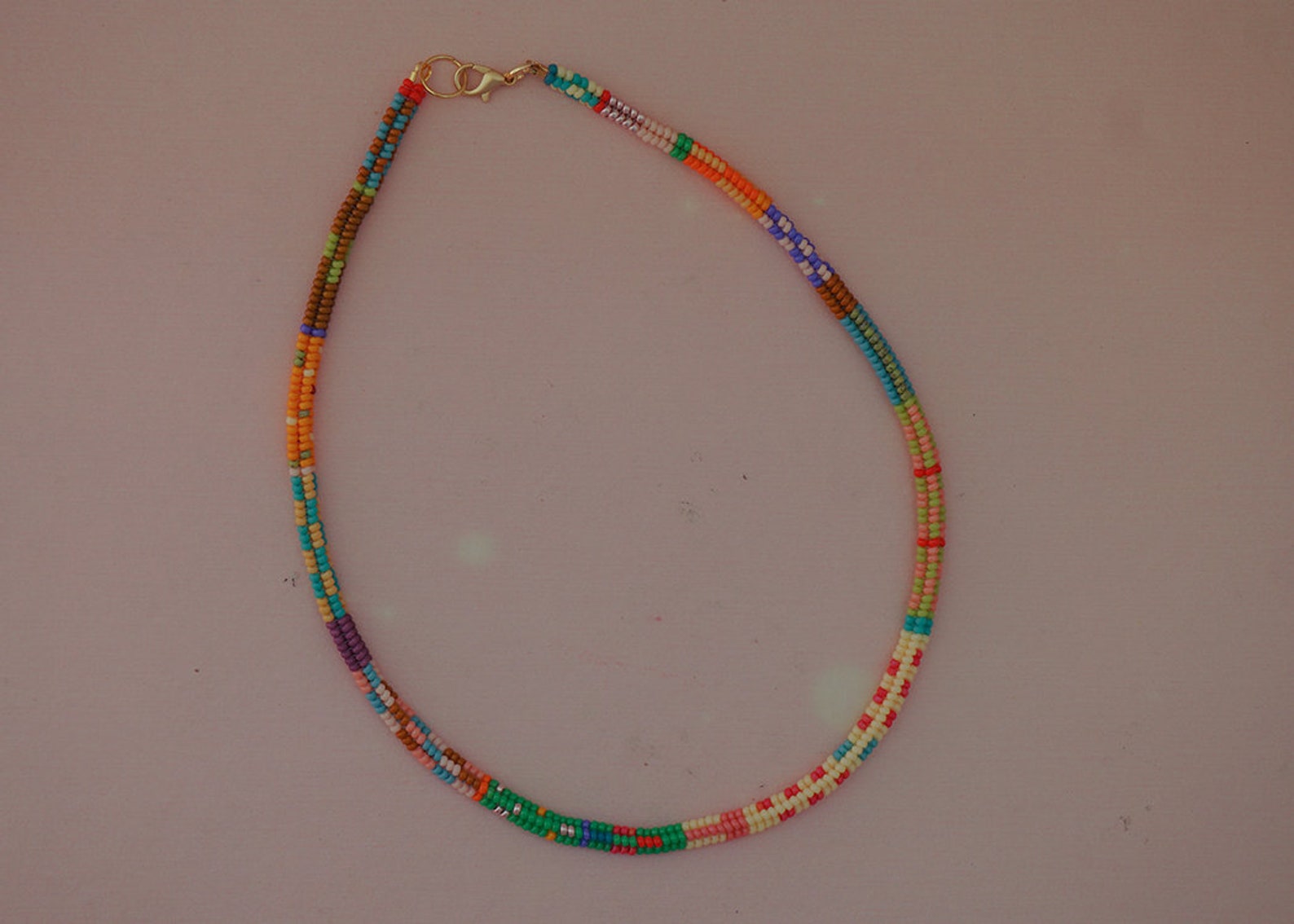 Pastel Color Palettes Choker, Beaded Handmade Necklace, Handwoven Glass ...