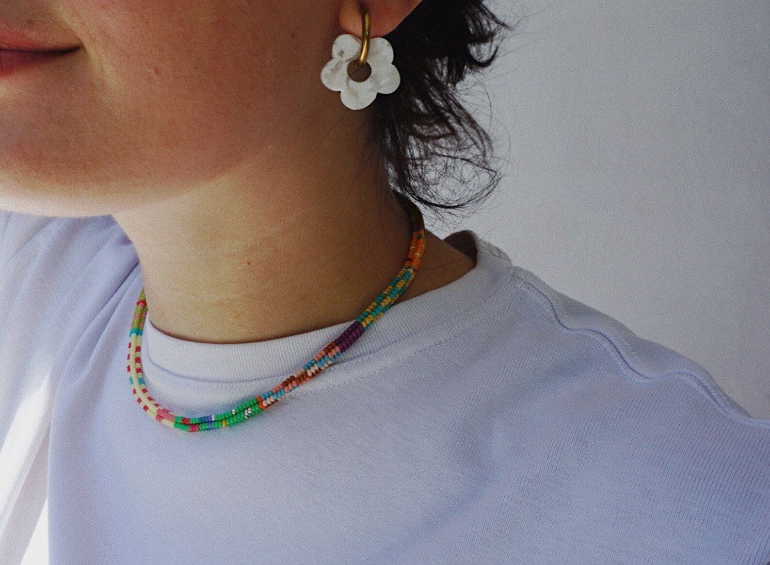 Pastel Color Palettes Choker, Beaded Handmade Necklace, Handwoven Glass ...