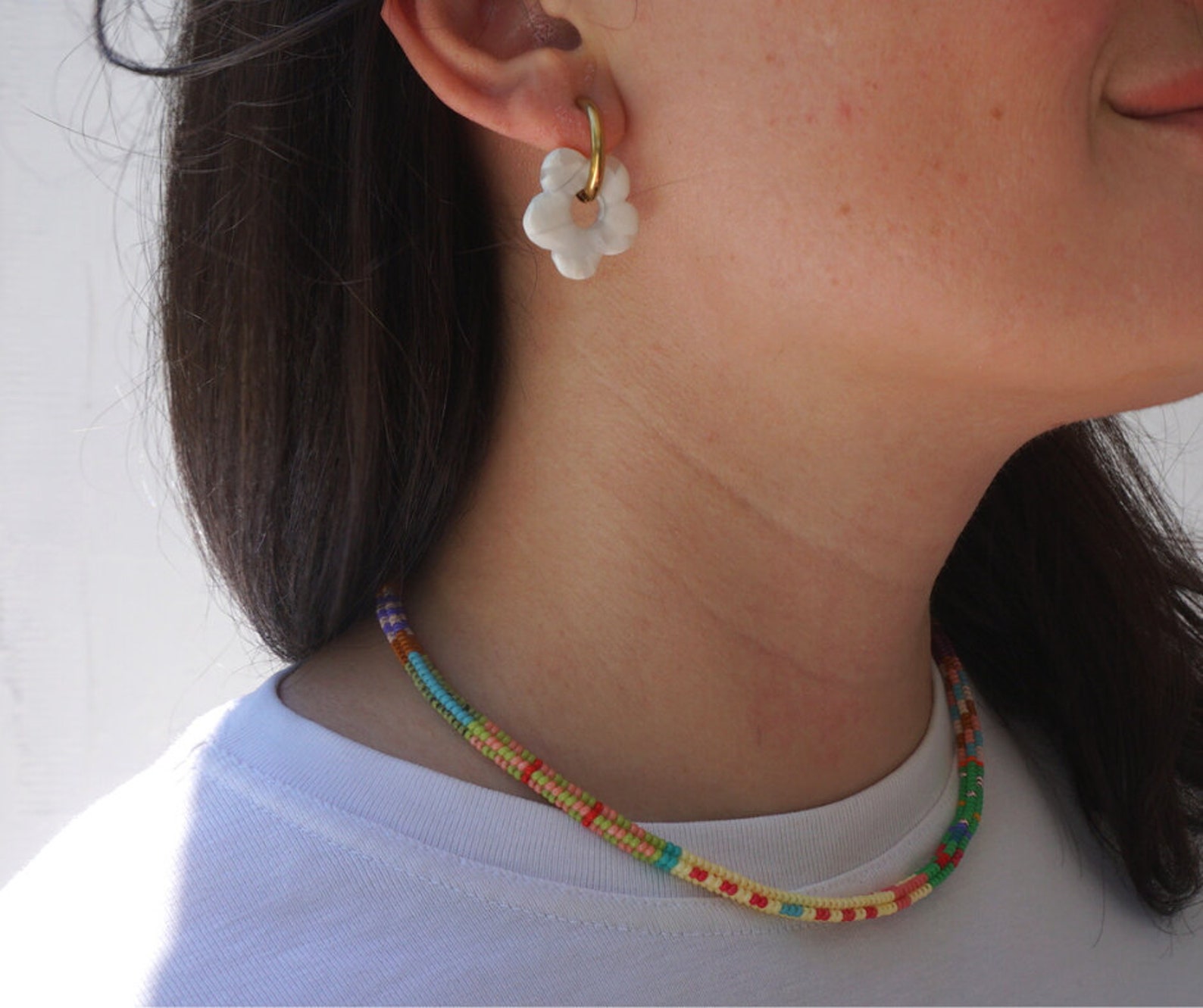 Pastel Color Palettes Choker, Beaded Handmade Necklace, Handwoven Glass ...