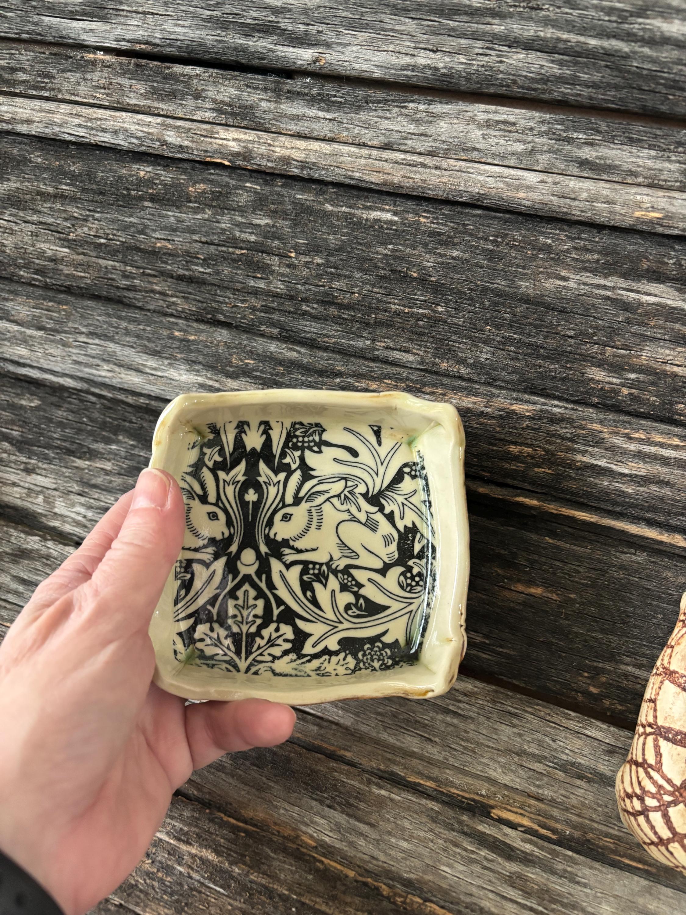 Handmade in Texas, Ceramic Crochet Pattern Bowl: Rustic Rabbit Jewelry ...