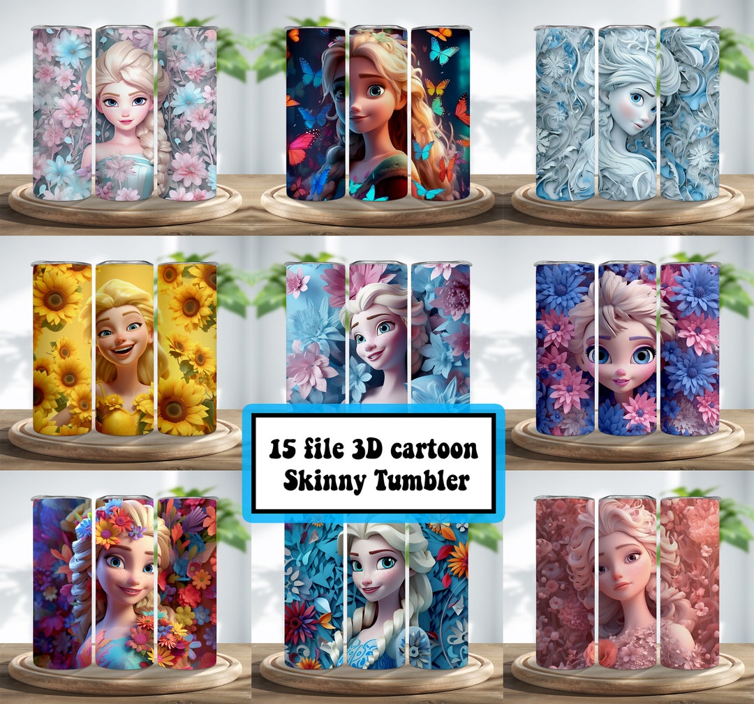 15 File 3D Flower Princess Tumbler Design Bundle Png Frozen - Etsy