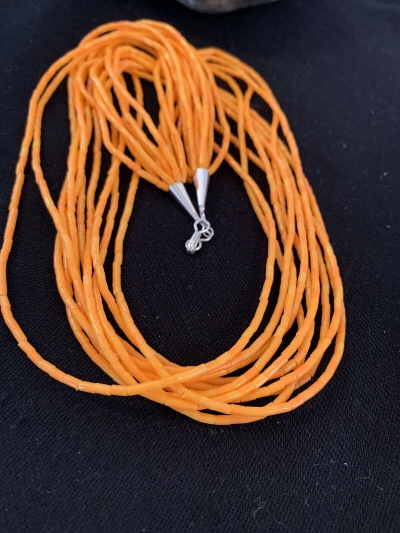 Native American Orange Spiny Heishi Sterling Silver Necklace - Etsy