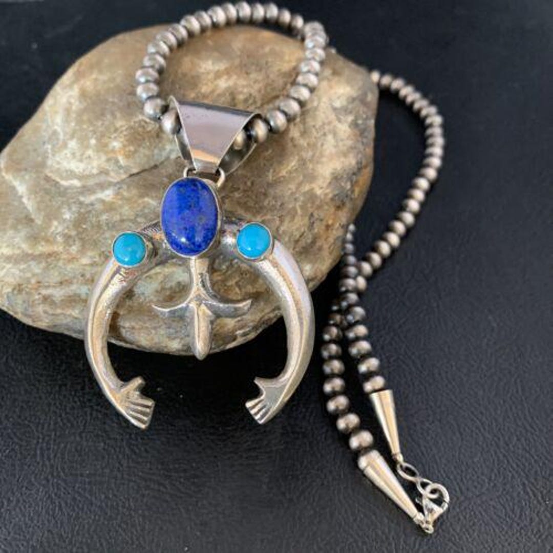 Navajo Blue Lapis Turquoise Pendant Necklace | Authentic Native ...