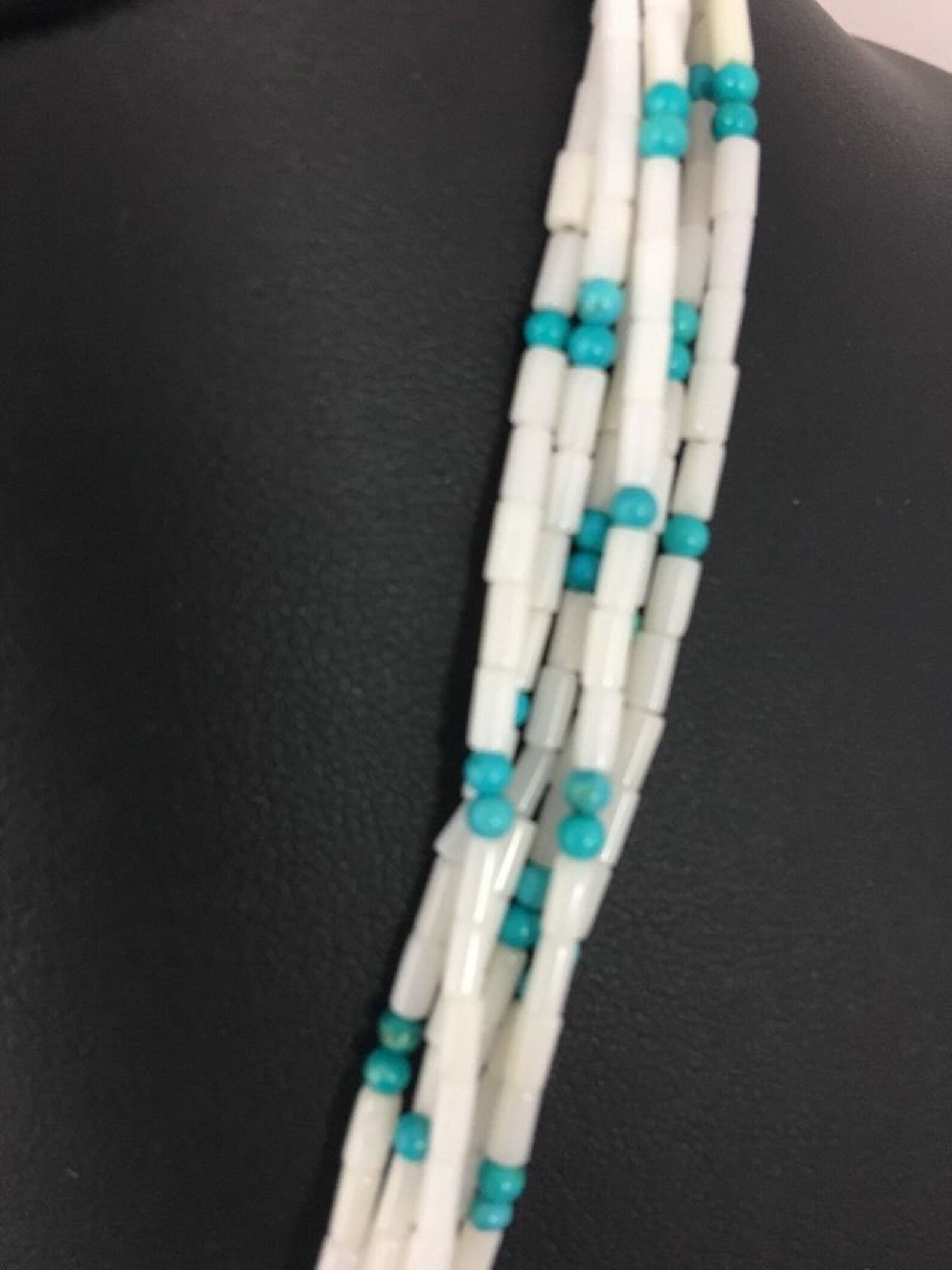 Native American Design 6 StrandWhite Bamboo Coral Onyx Bead | Etsy