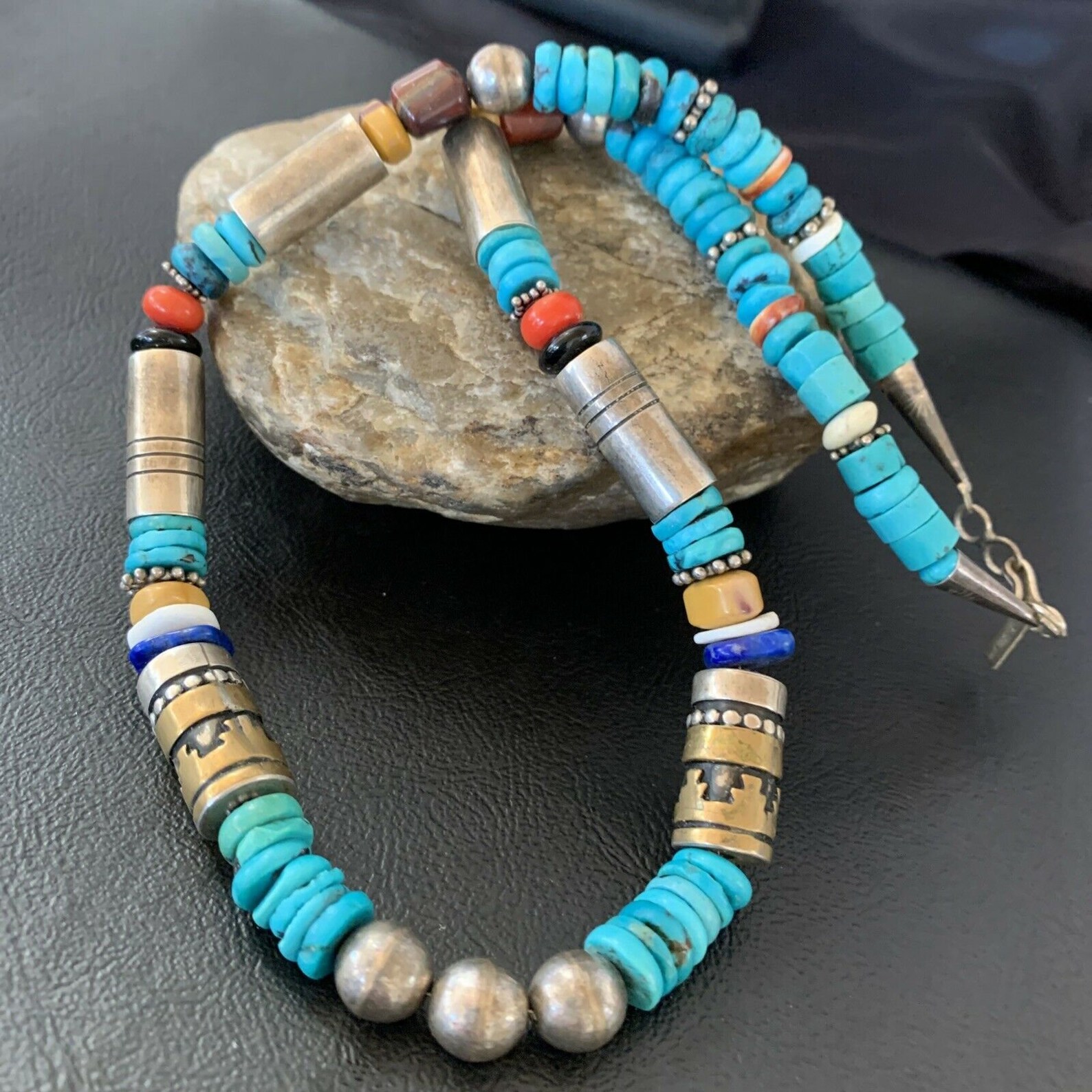 Authentic Tommy Singer Beads Necklace Turquoise Coral STERLING - Etsy