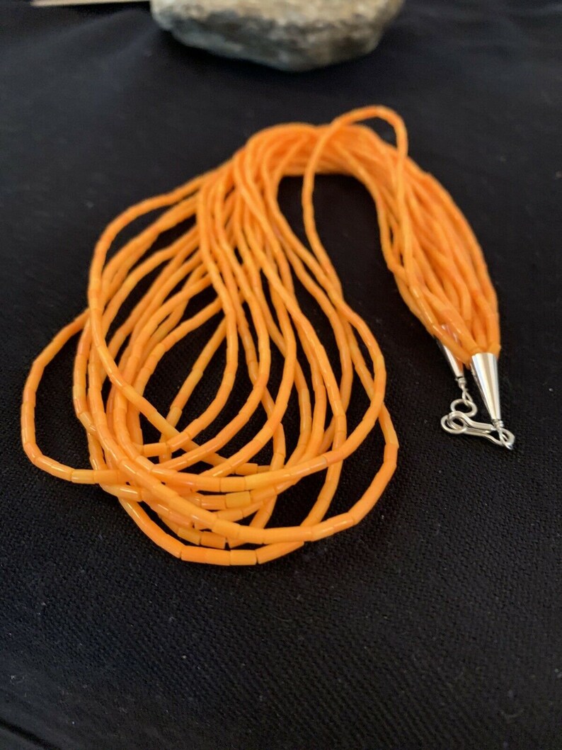 Native American Orange Spiny Heishi Sterling Silver Necklace - Etsy