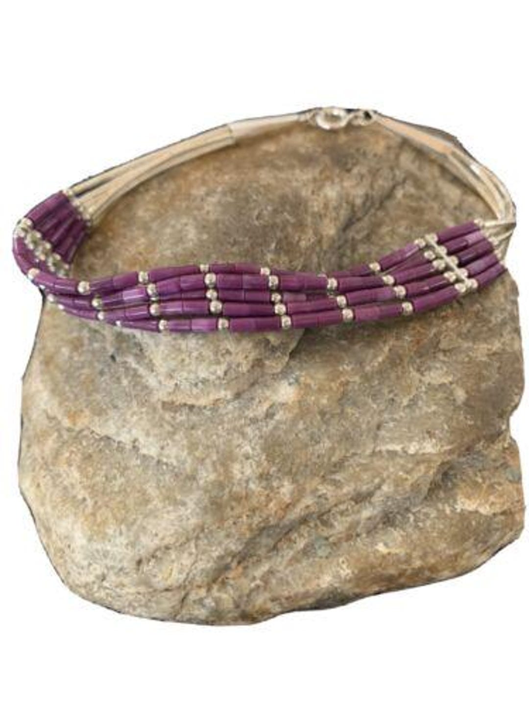 Navajo Purple Sugilite Heishi Bracelet | Sterling Silver | 5-strand | 7 ...