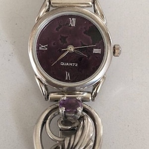 Native American Amethyst Watch Tips Sterling Silver | Women's Watch ...